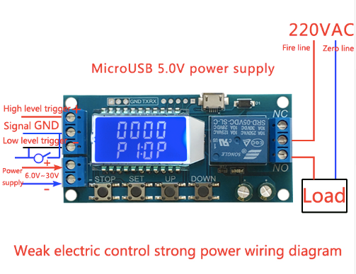 Micro USB Digital LCD Display Time Delay Relay Module DC 6-30V Control ...